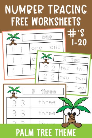 Palm Tree Number Tracing Worksheets – Teaching Pockets