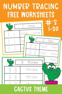 Cactus Number Tracing Worksheets – Teaching Pockets