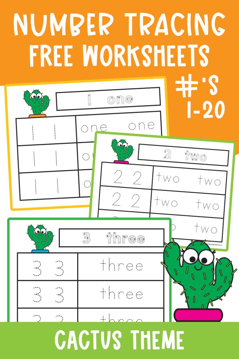 Cactus Number Tracing Worksheets – Teaching Pockets