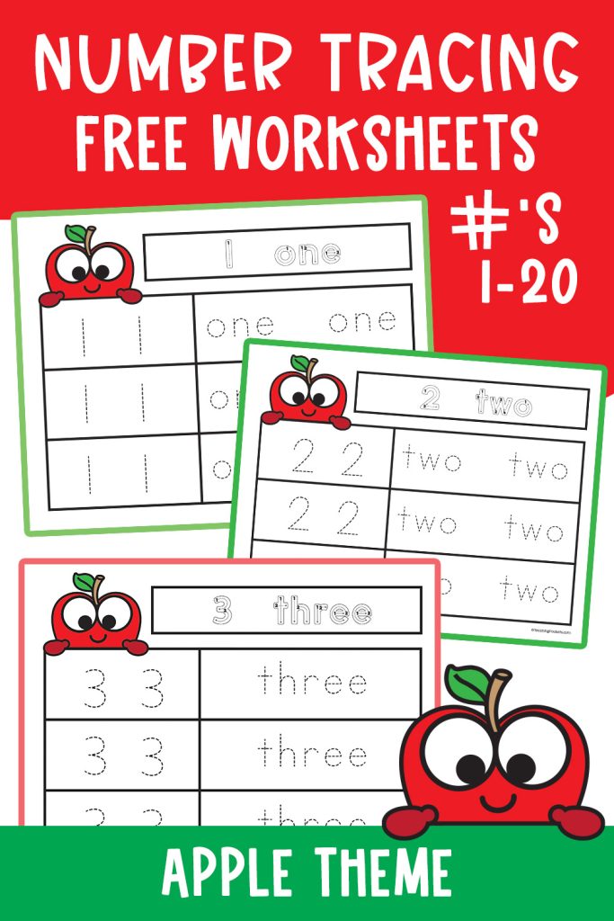 Apple Number Tracing Worksheets – Teaching Pockets