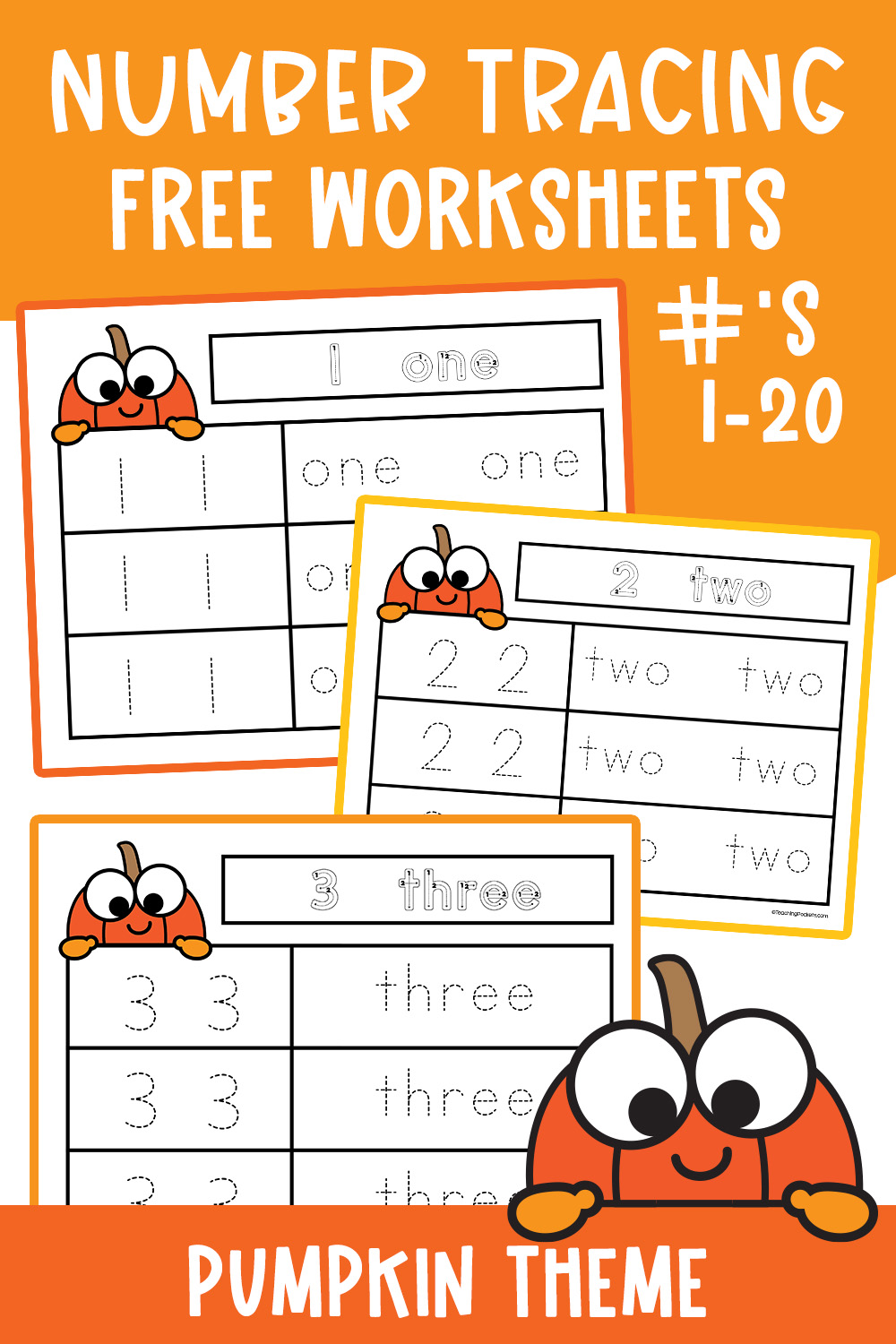 Pumpkin Number Tracing Worksheets – Teaching Pockets