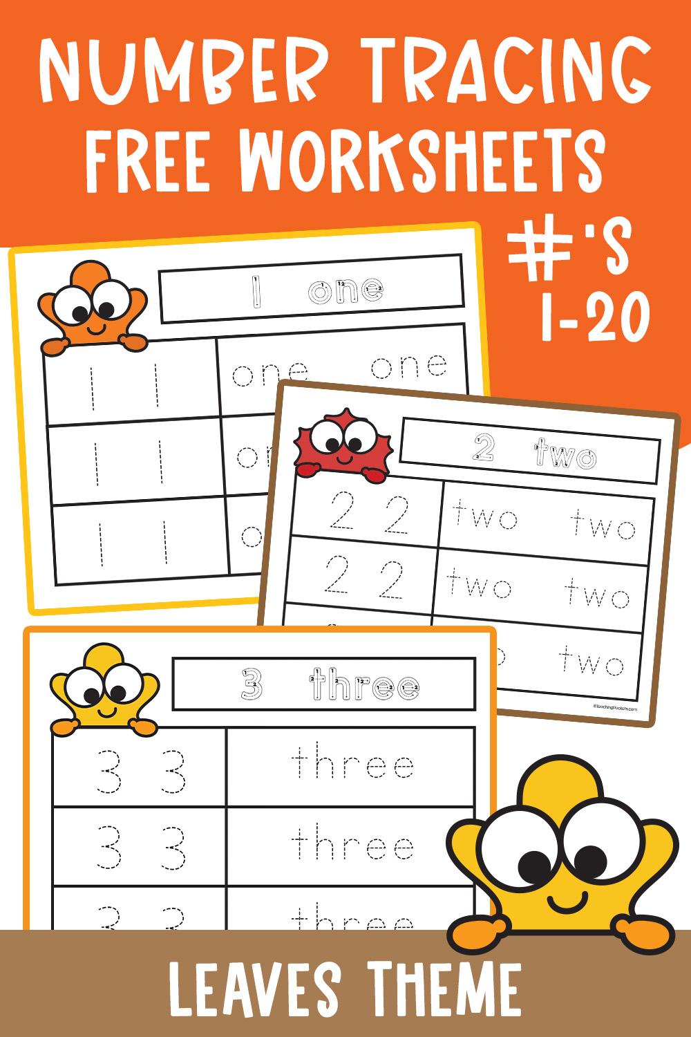 Leaves Number Tracing Worksheets – Teaching Pockets