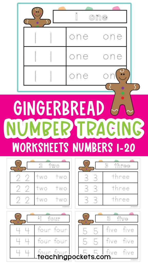 Gingerbread Number Tracing Worksheets – Teaching Pockets