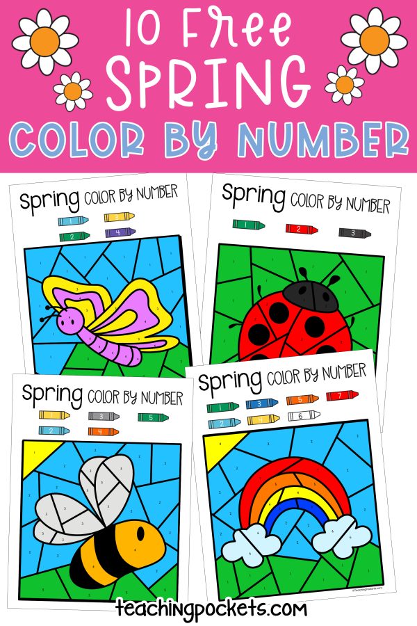 Free Spring Color by Number Printables for Kids – Teaching Pockets