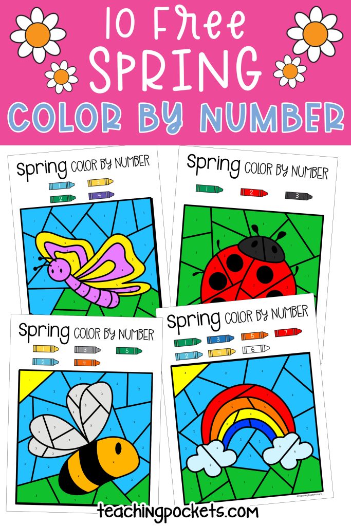 Free Spring Color by Number Printables for Kids – Teaching Pockets