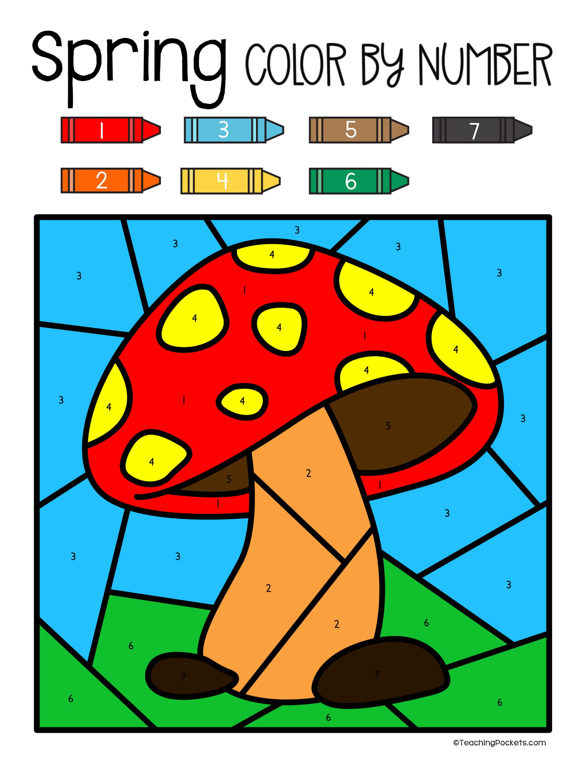 Free Spring Color by Number Printables for Kids – Teaching Pockets