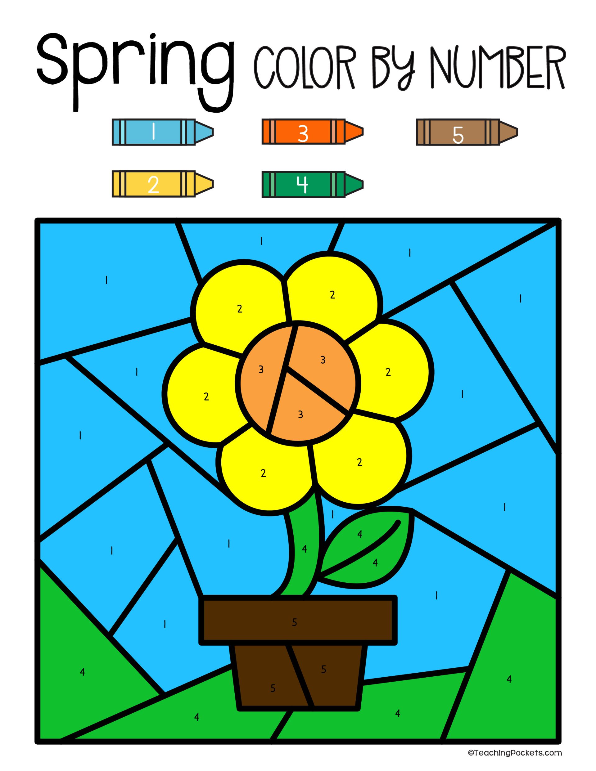 Free Spring Color by Number Printables for Kids – Teaching Pockets