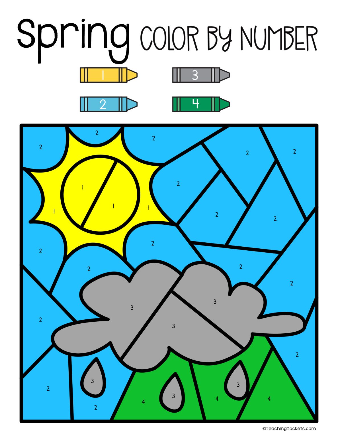 Free Spring Color by Number Printables for Kids – Teaching Pockets