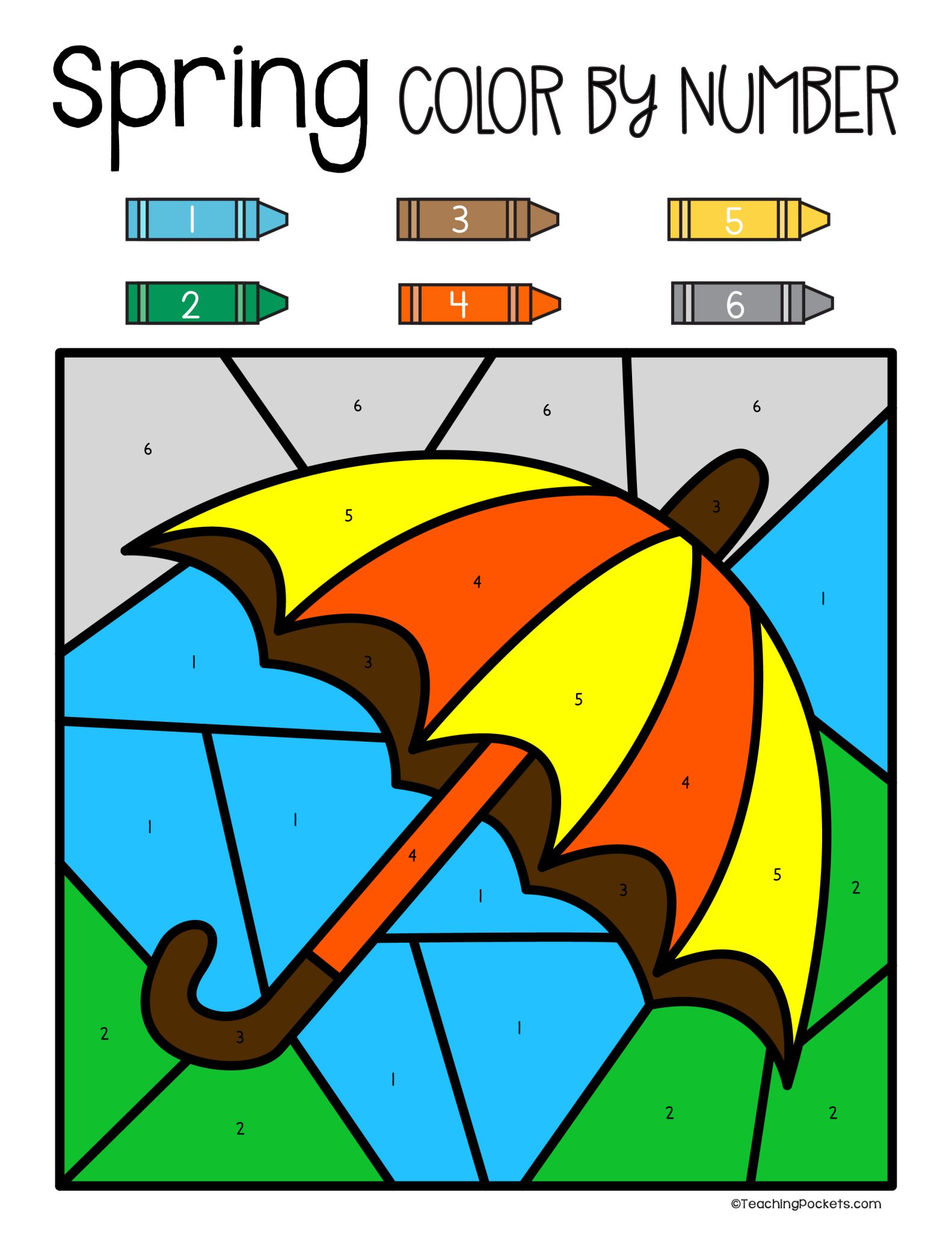 Free Spring Color by Number Printables for Kids – Teaching Pockets