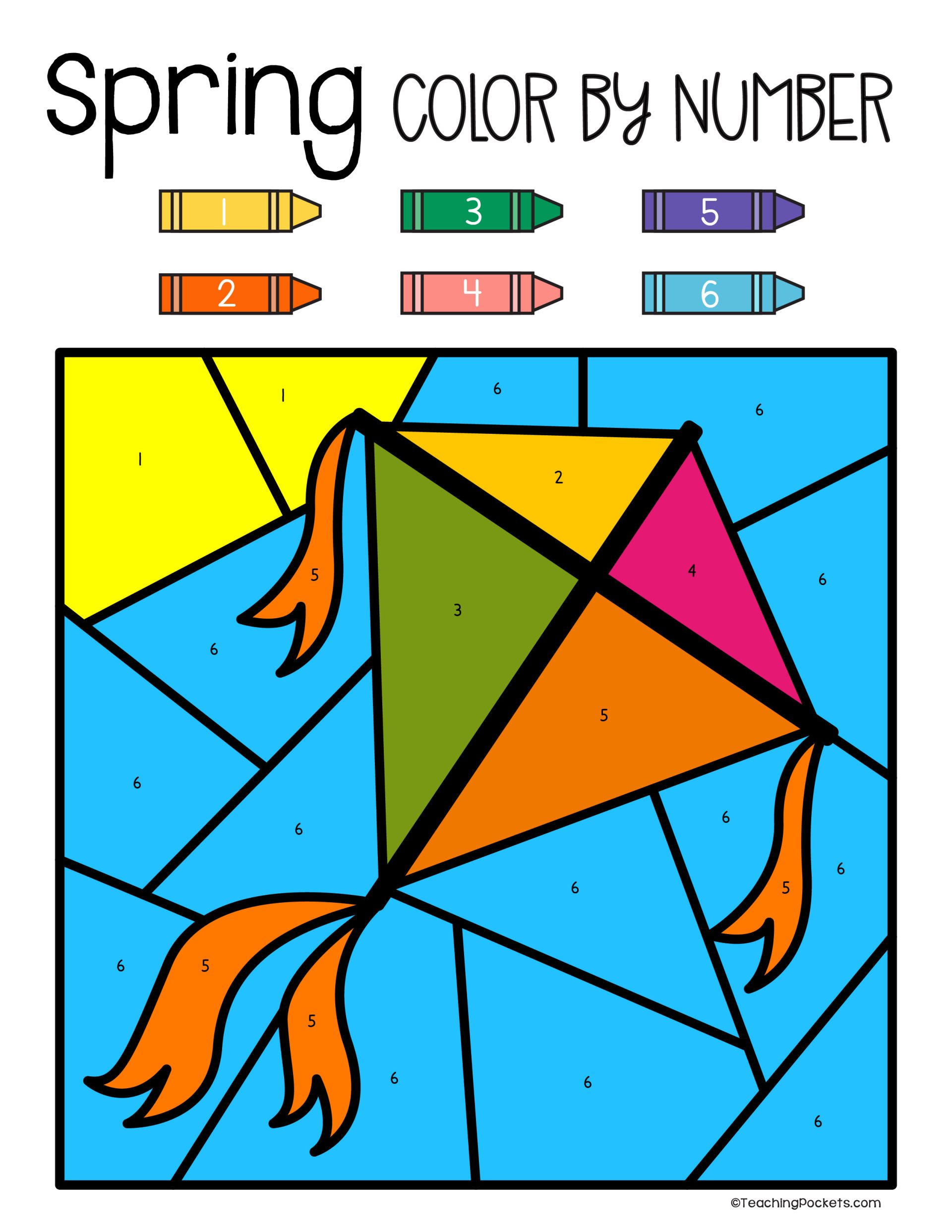 Free Spring Color by Number Printables for Kids – Teaching Pockets