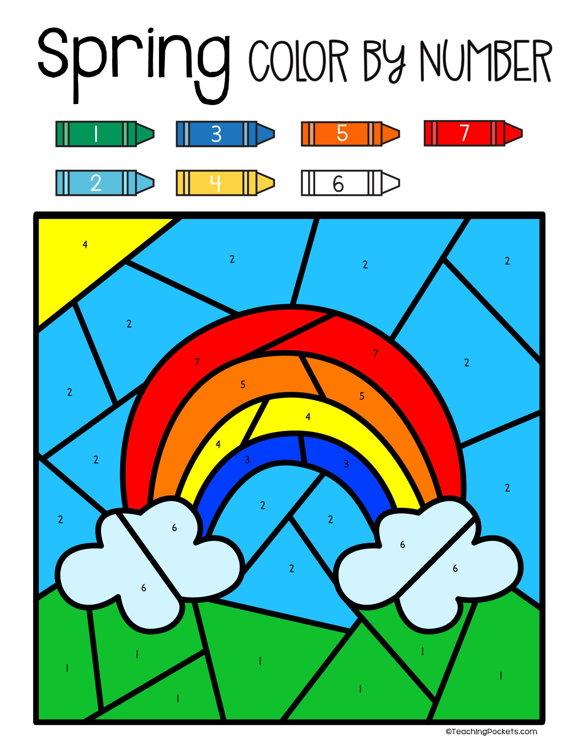 Free Spring Color by Number Printables for Kids – Teaching Pockets