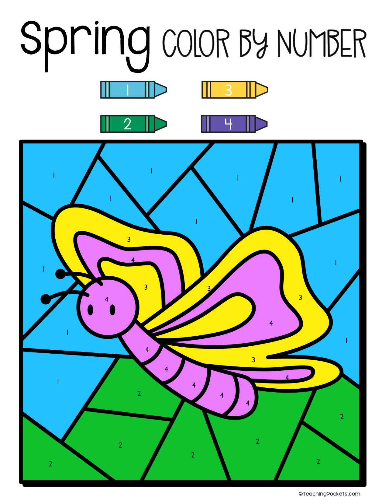 Free Spring Color by Number Printables for Kids – Teaching Pockets