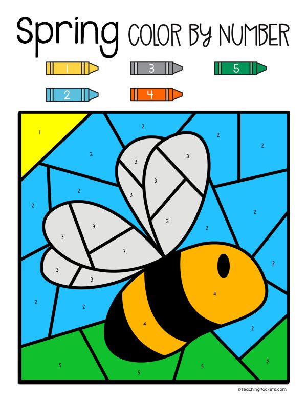 Free Spring Color by Number Printables for Kids – Teaching Pockets