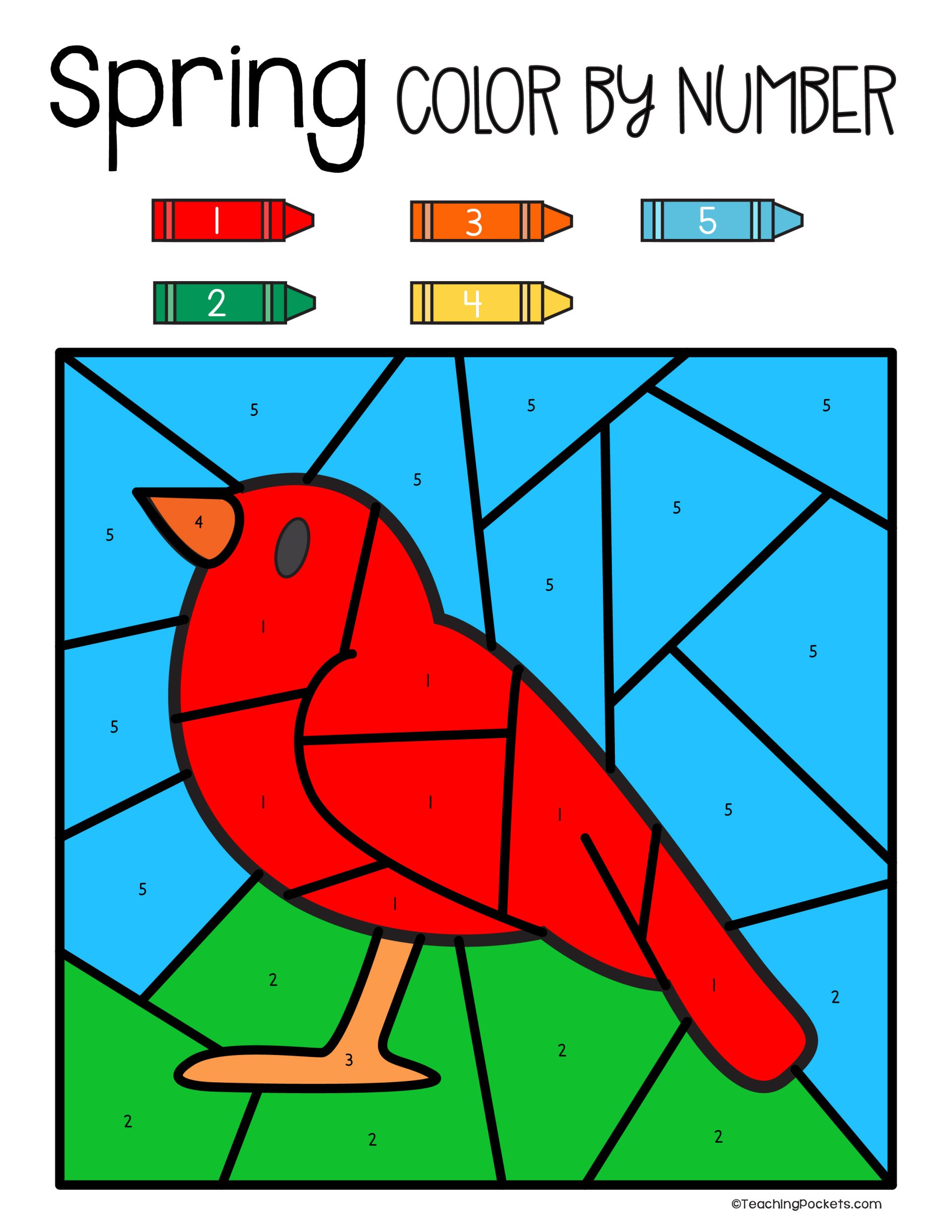 Free Spring Color by Number Printables for Kids – Teaching Pockets