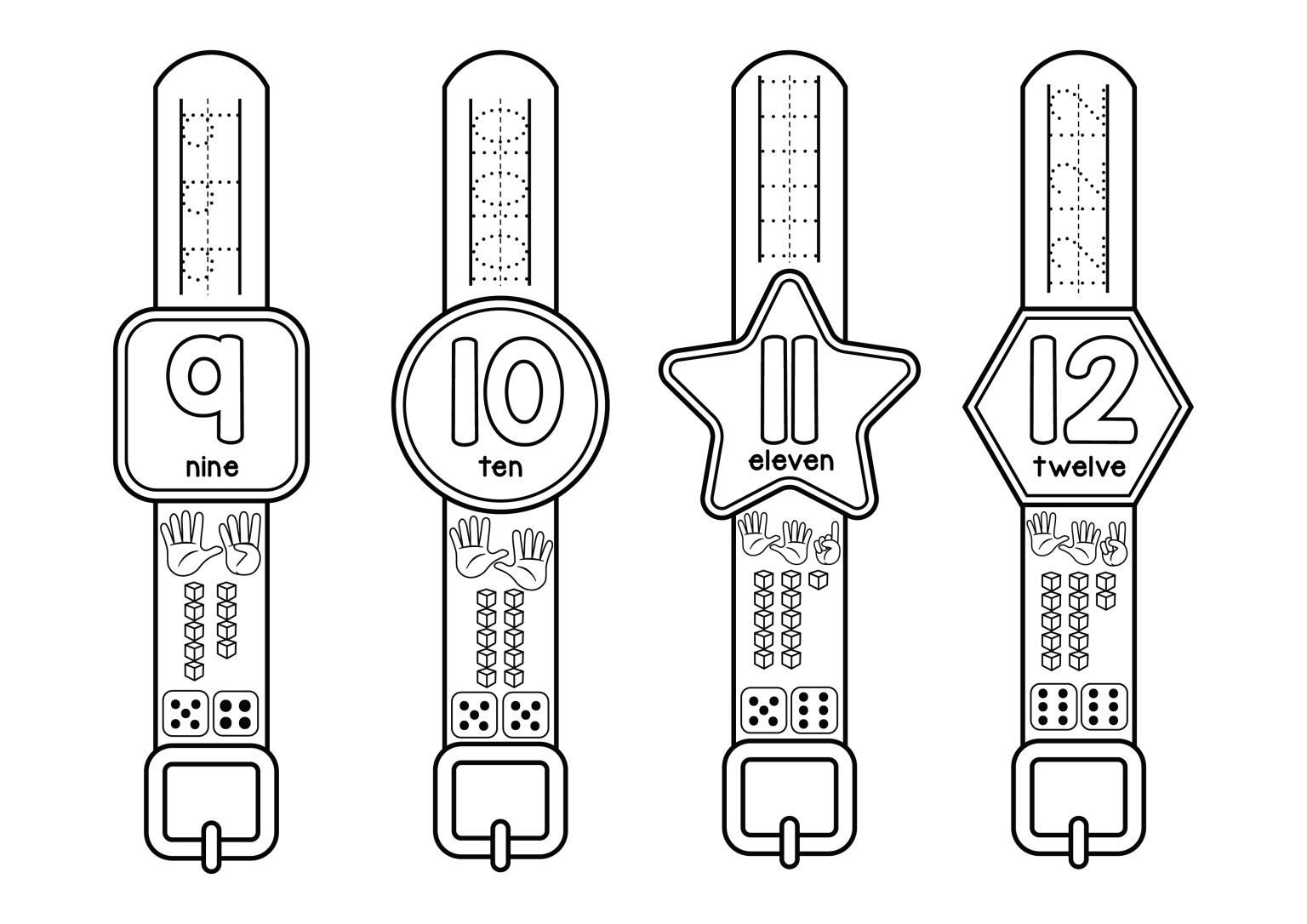 Printable Number Watches for Kids Numbers 1-20 – Teaching Pockets