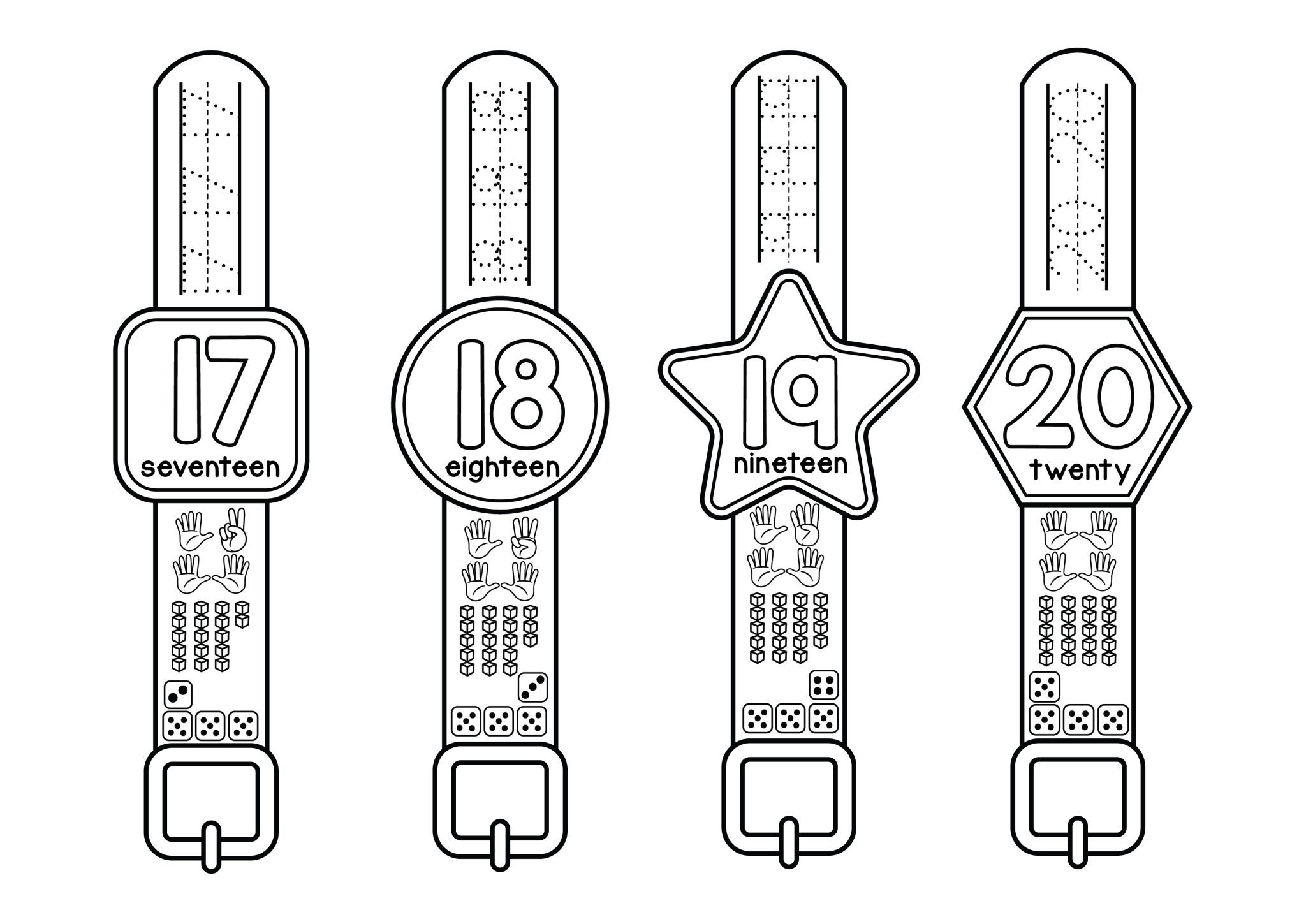 Printable Number Watches for Kids Numbers 1-20 – Teaching Pockets