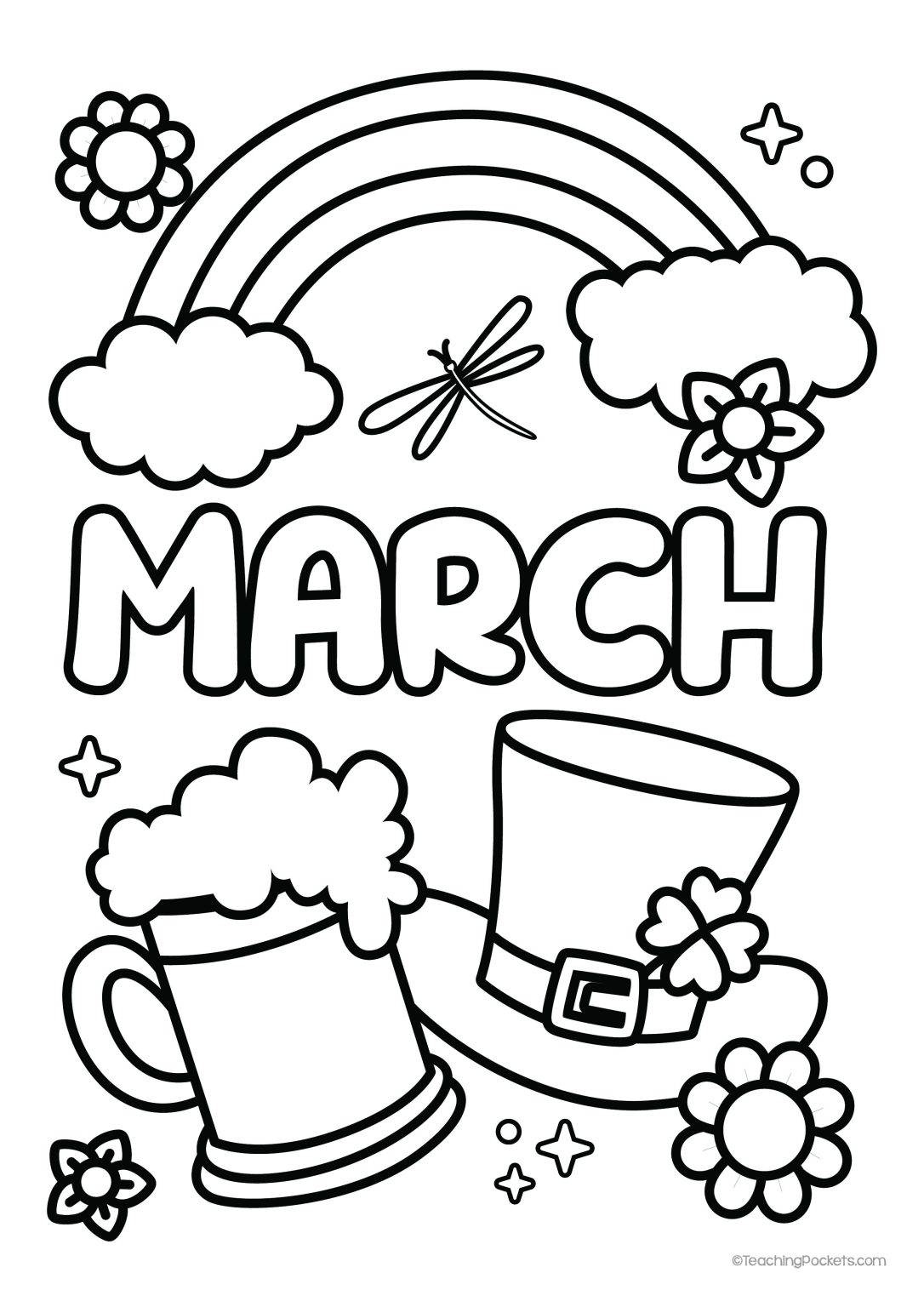 10 Free March Coloring Page Printables for Kids – Teaching Pockets