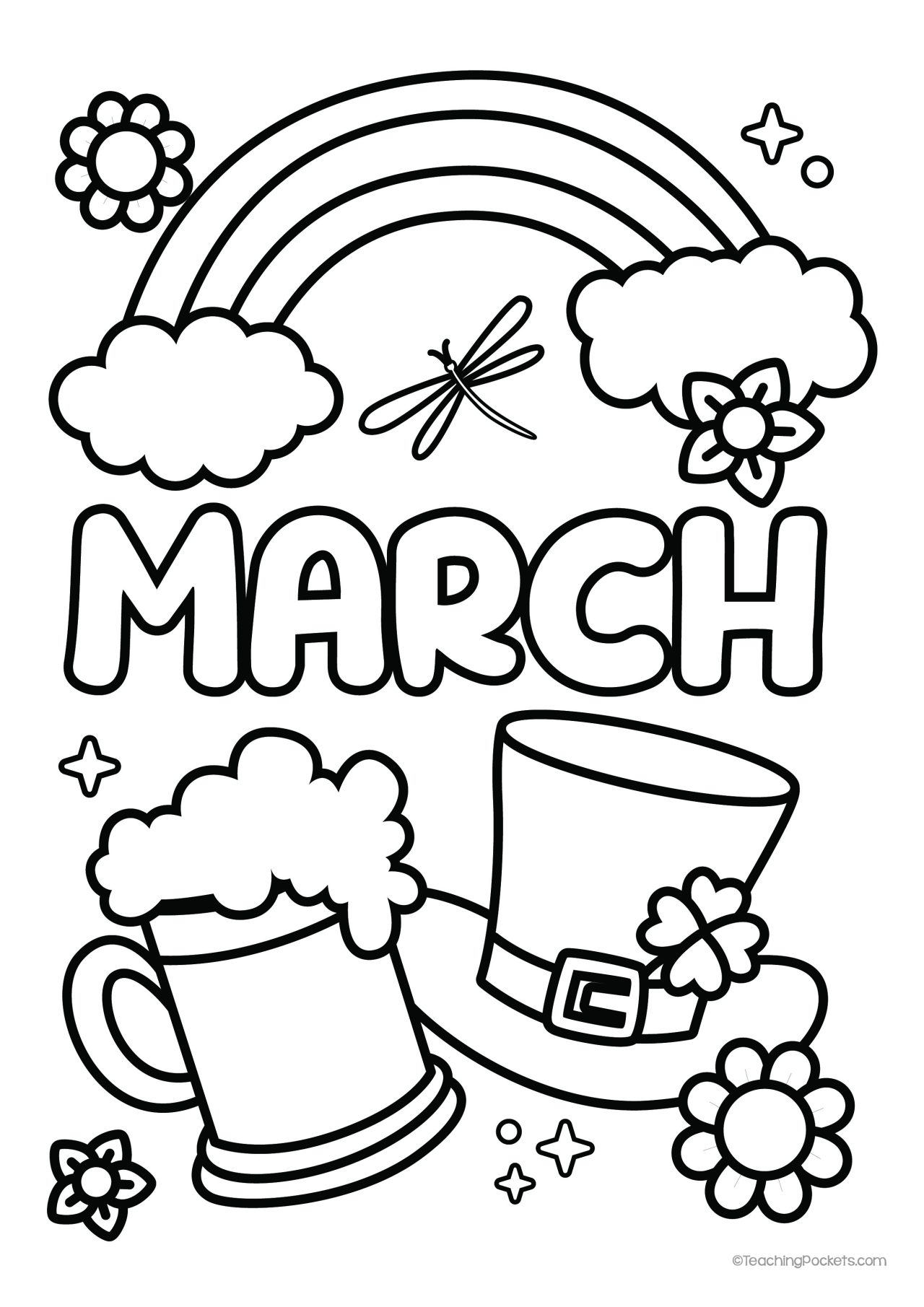 10 Free March Coloring Page Printables for Kids – Teaching Pockets