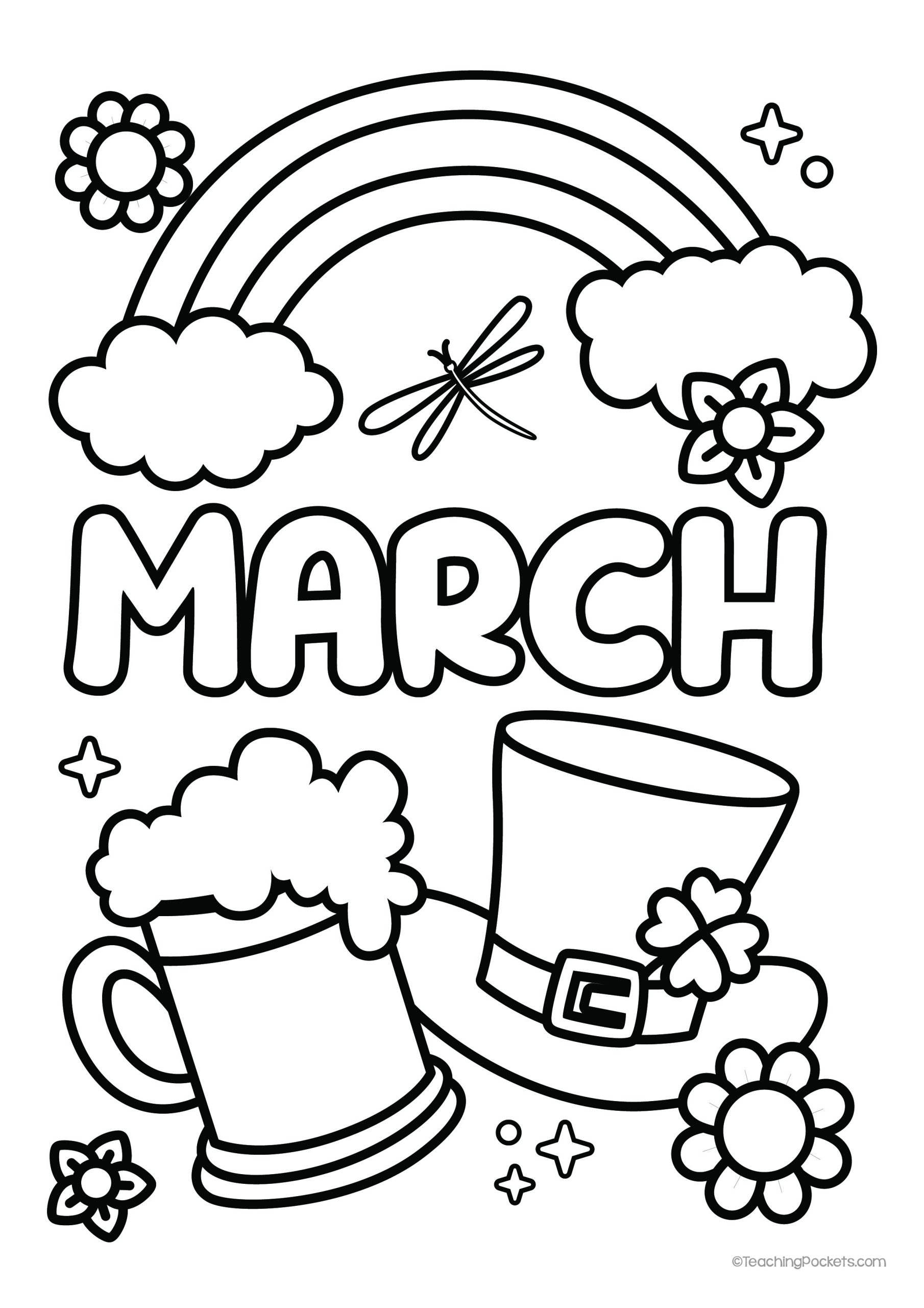 10 Free March Coloring Page Printables for Kids – Teaching Pockets