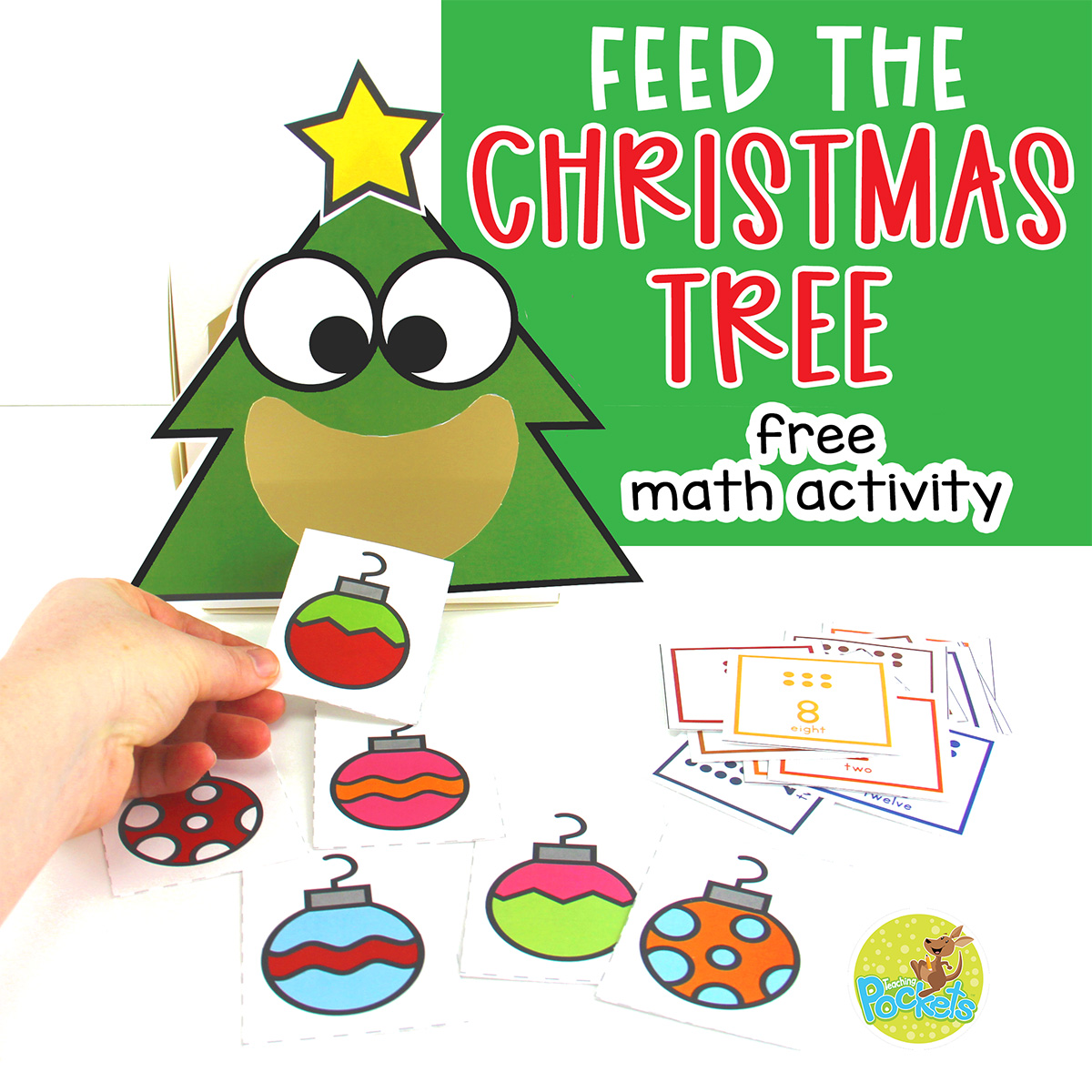 Feed the Christmas Tree Preschool Game – Teaching Pockets
