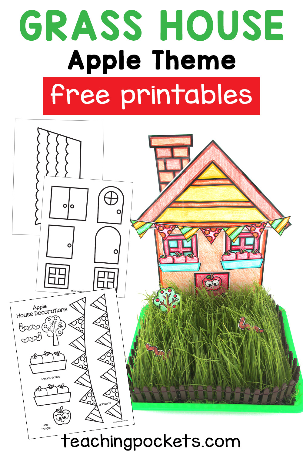 Apple Theme Grass House Craft – Teaching Pockets