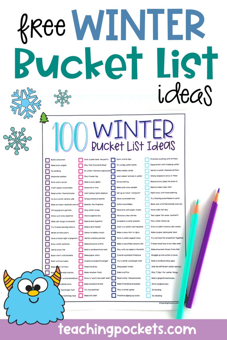100 Winter Bucket List Ideas Free Printable – Teaching Pockets