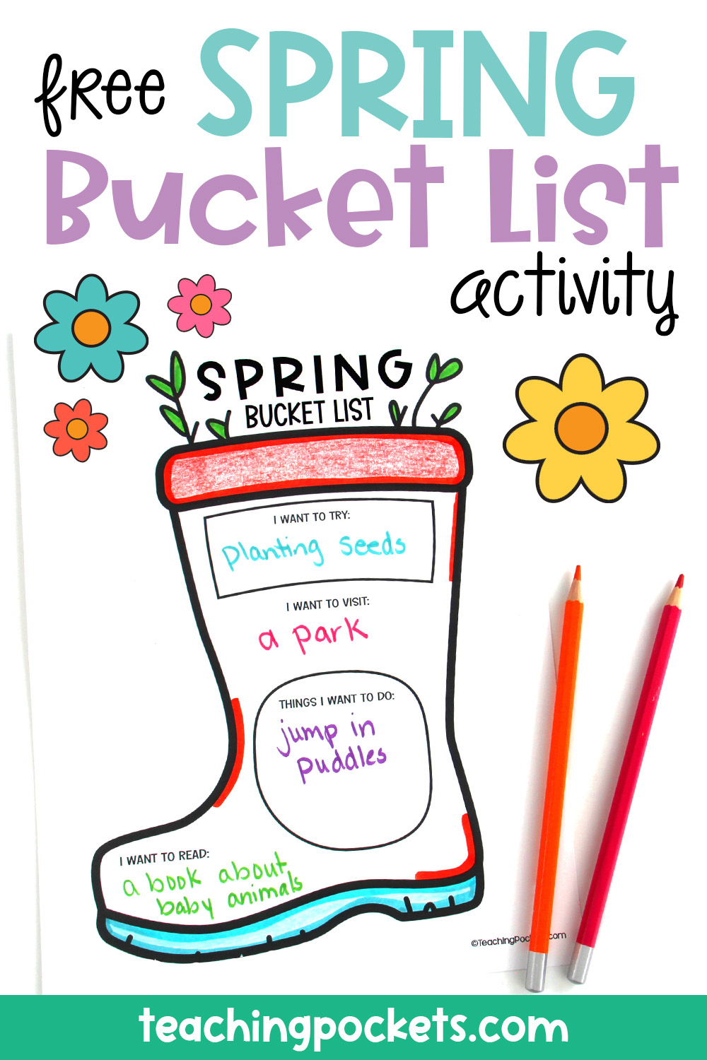 Free Spring Bucket List Activity Page for Kids – Teaching Pockets