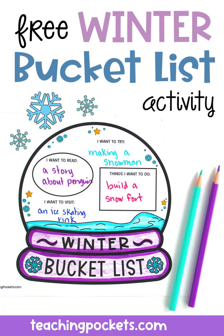 Free Winter Bucket List Activity Page for Kids – Teaching Pockets