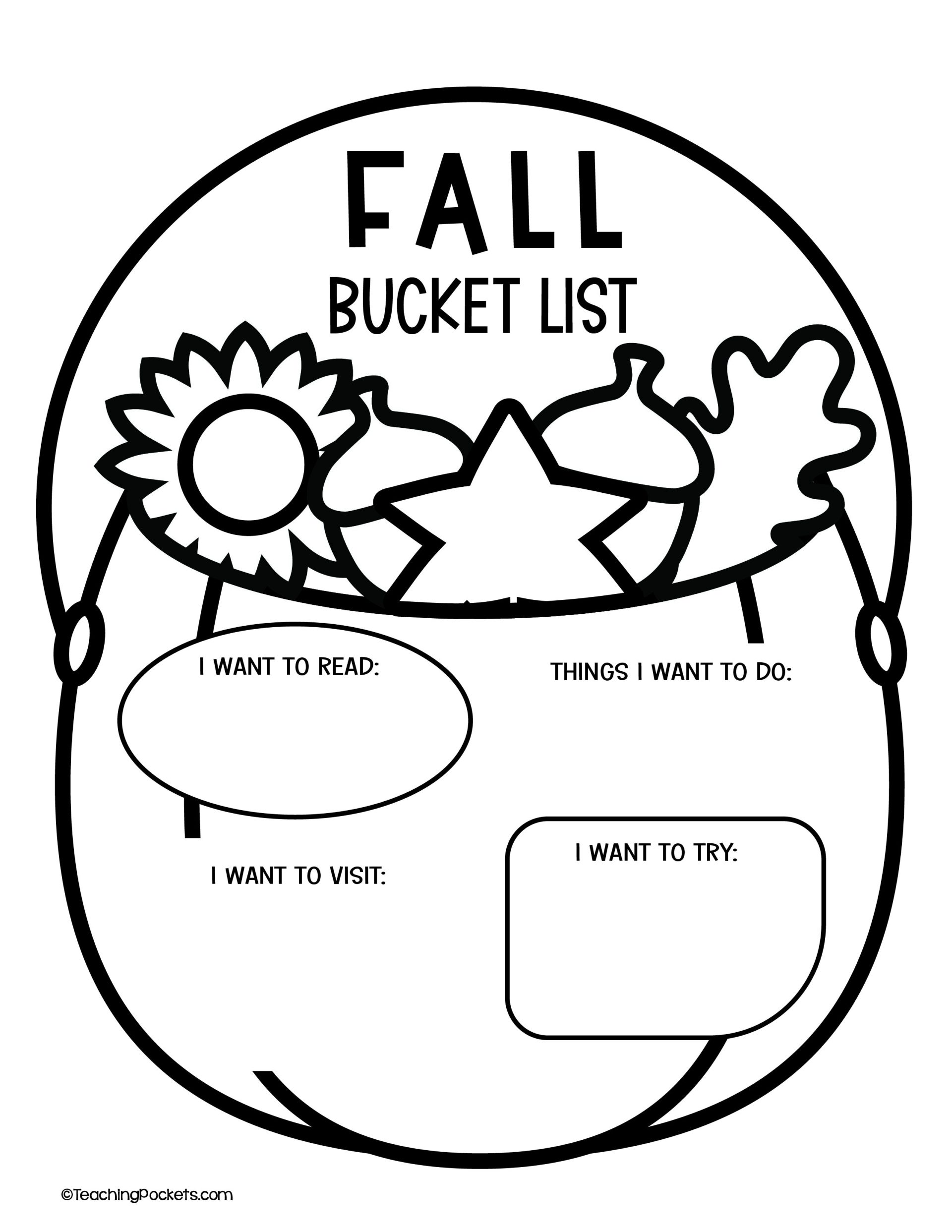 Free Fall Bucket List Activity Page for Kids – Teaching Pockets
